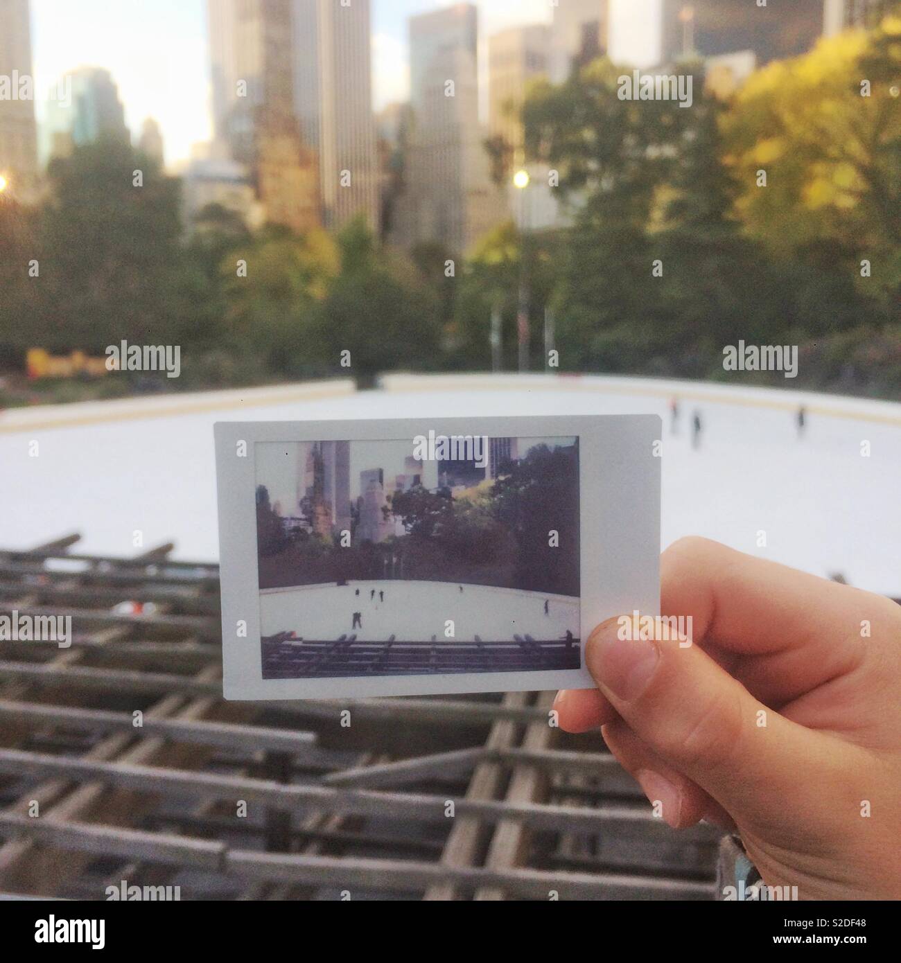Instant photograph of the Woolman Trump ice rink, Central Park, New ...