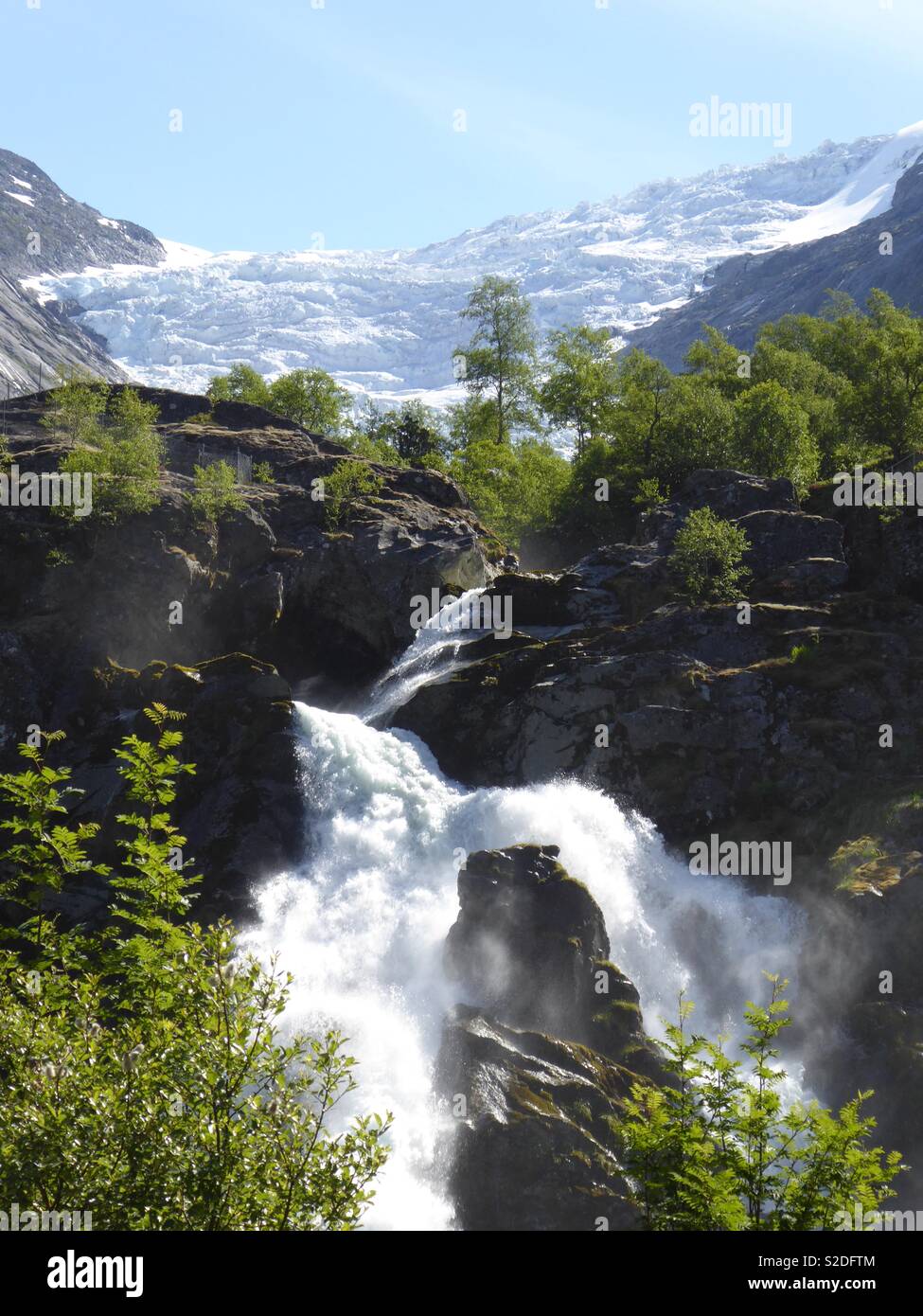 Waterfall from glacier Stock Photo - Alamy