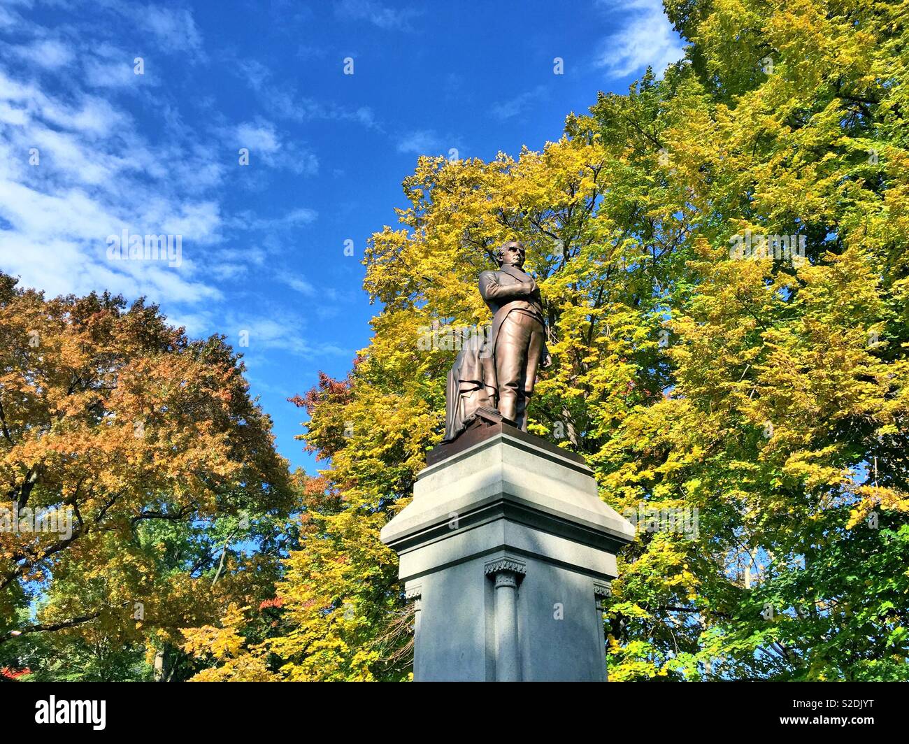 Statue of Daniel Webster in central Park find a fall day, NYC, USA ...