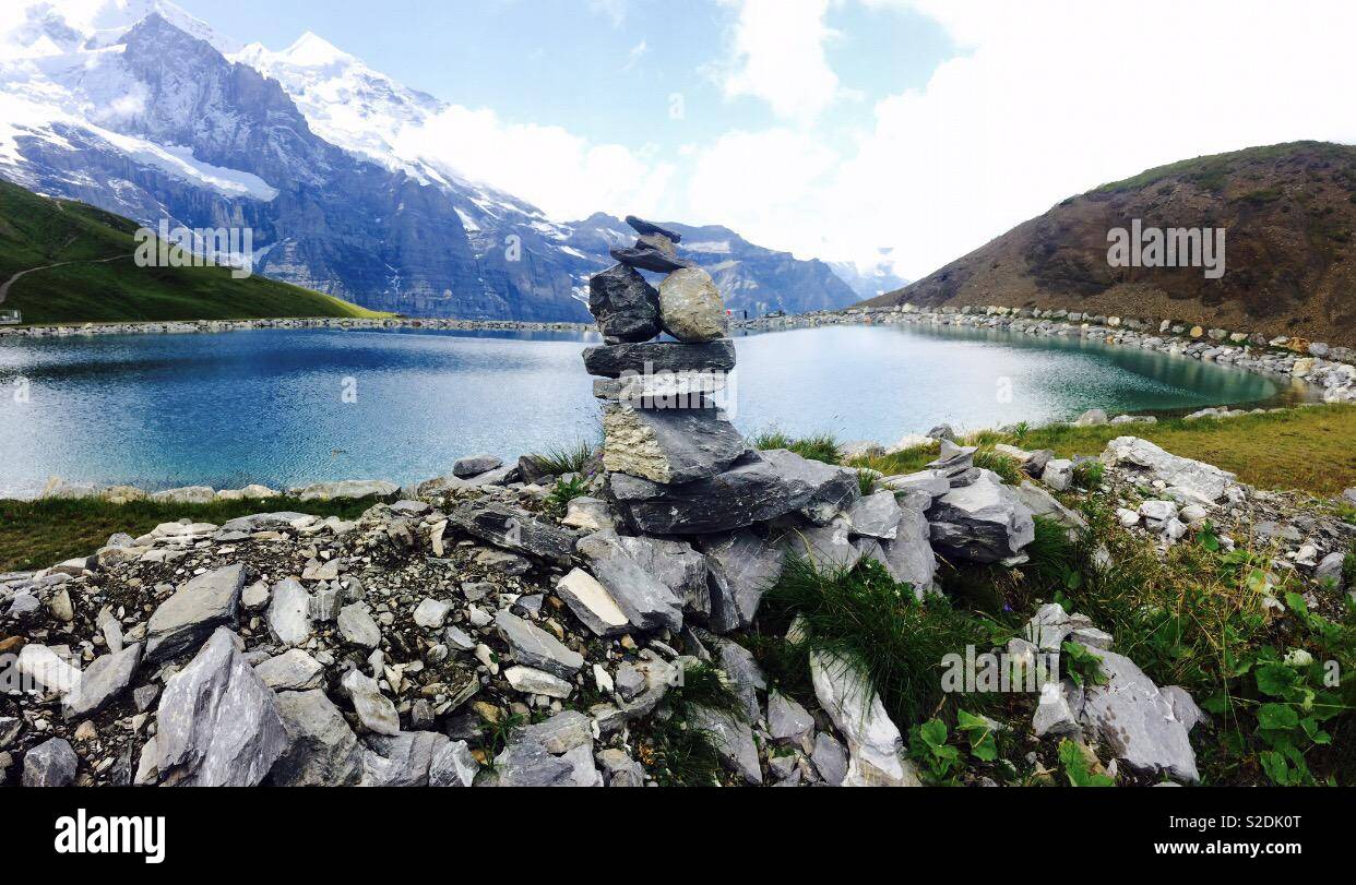 Infamous rock pile on the Eiger Stock Photo - Alamy