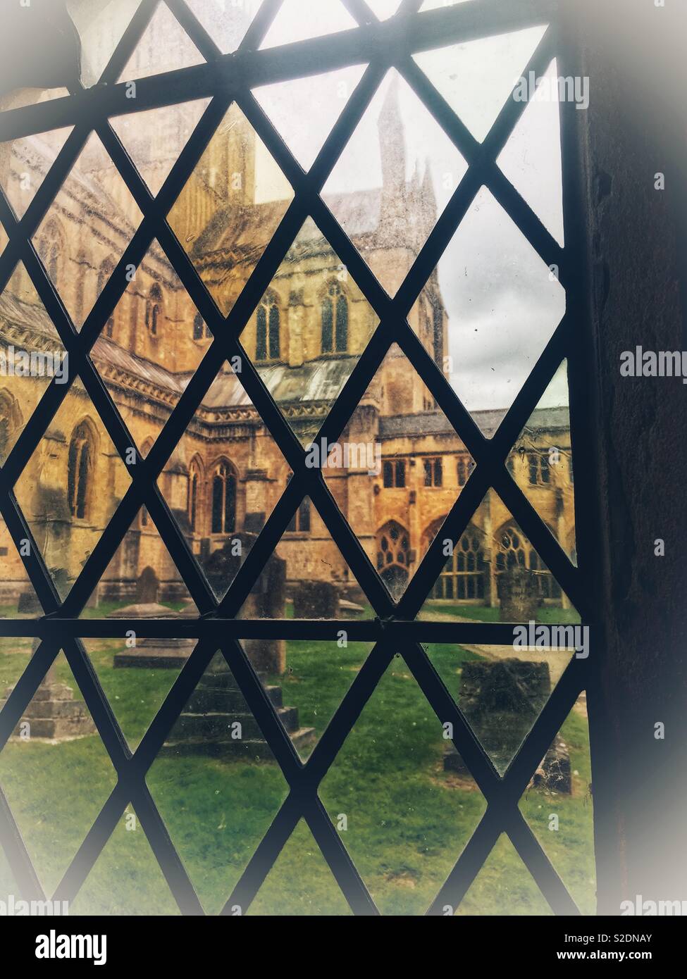 The view through the leaded window Stock Photo - Alamy