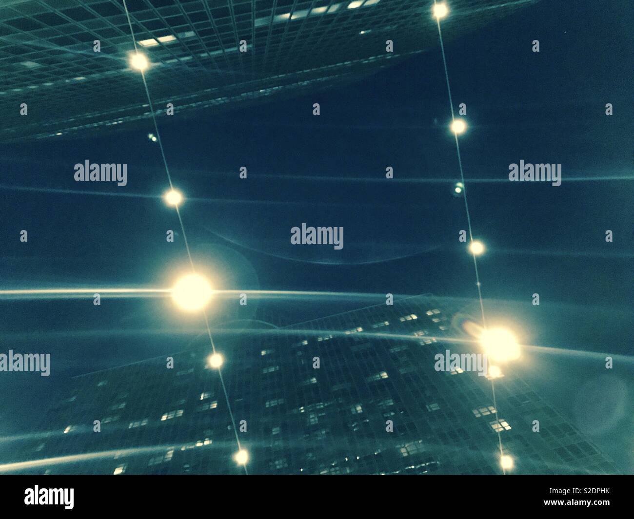 Dramatic Looking Up Office Buildings & Lights Stock Photo - Alamy