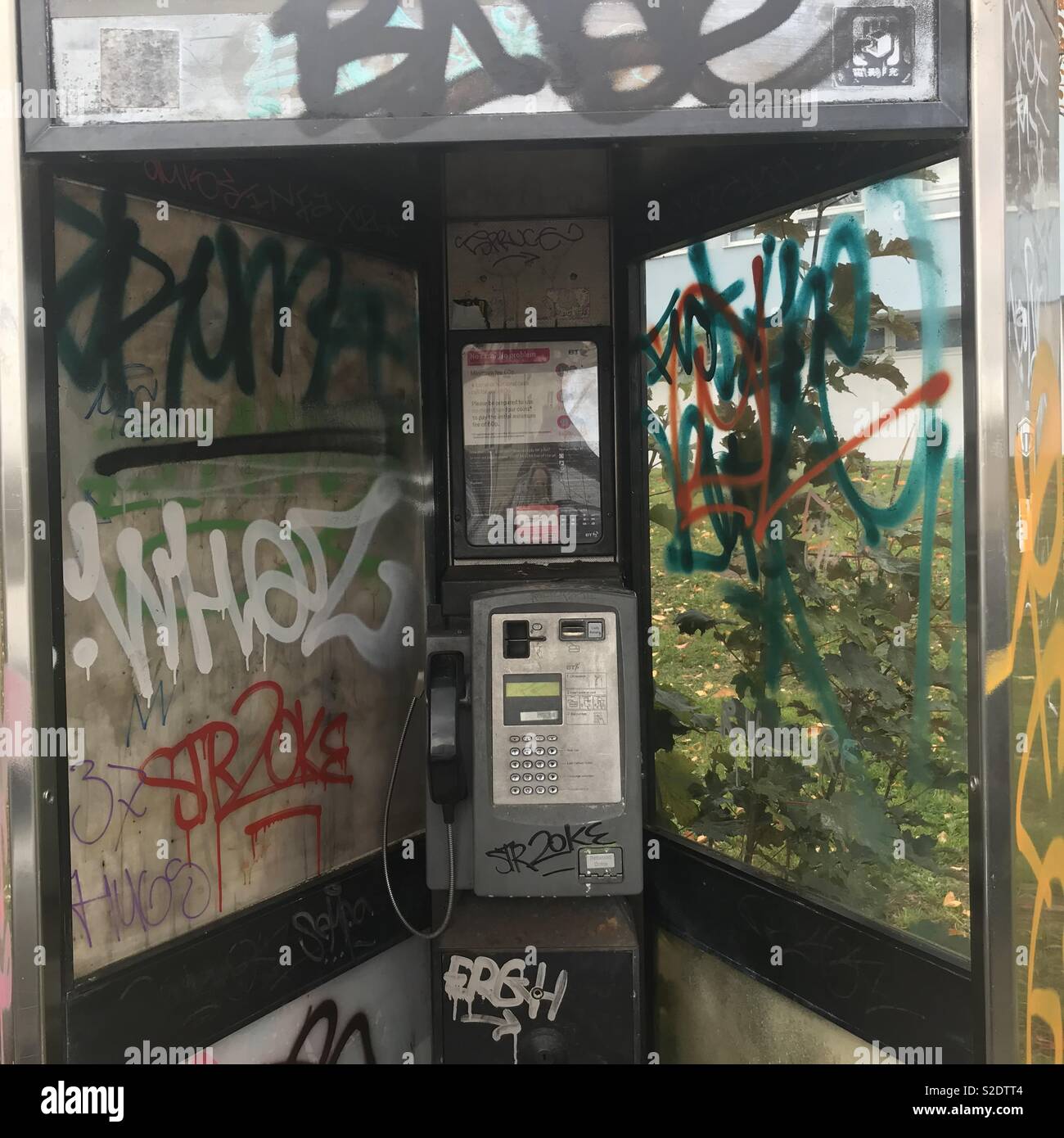 Telephone box with graffiti Bristol council estate Bristol Somerset ...