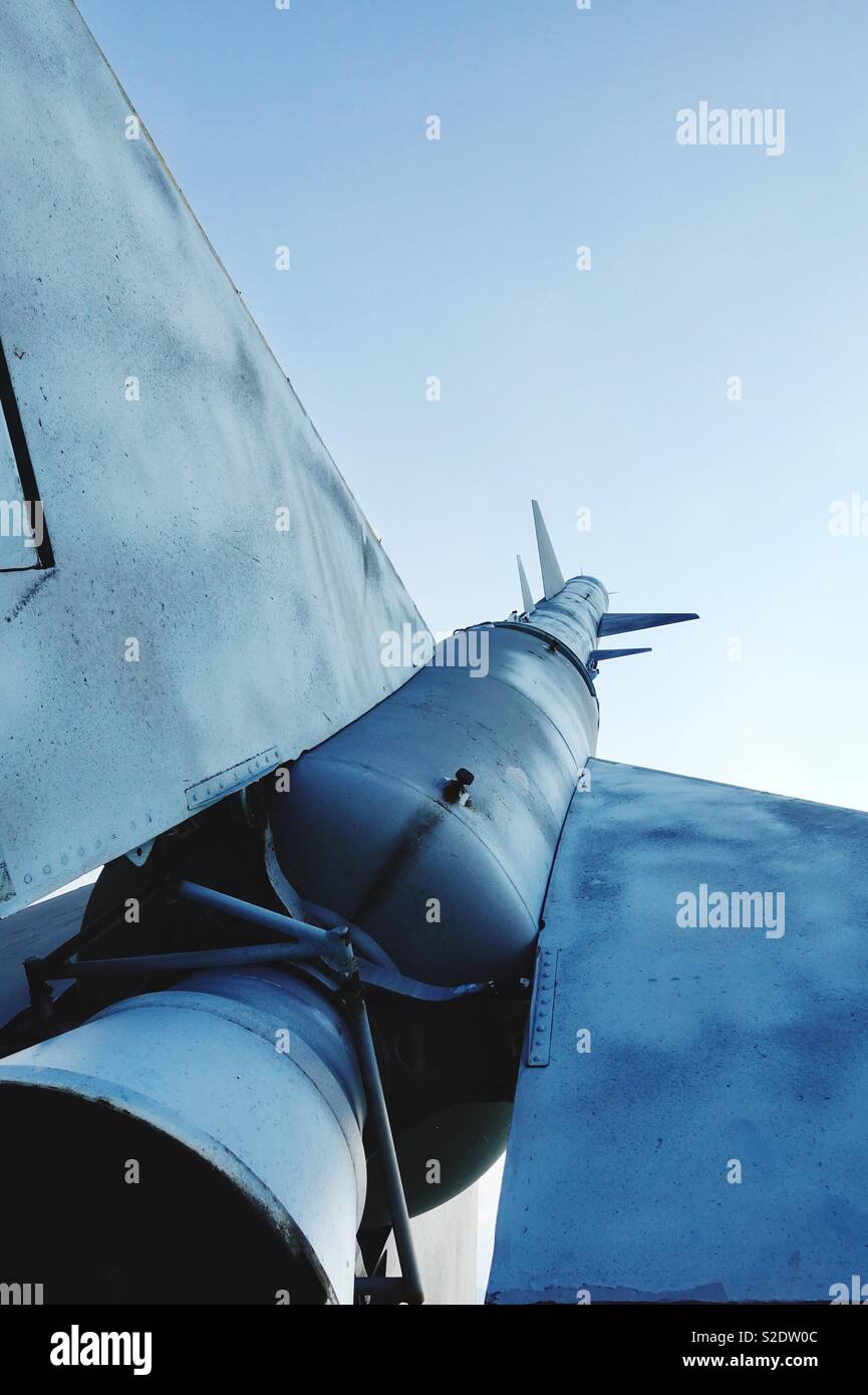 Rocket pointing to the stars, ready for launch Stock Photo - Alamy