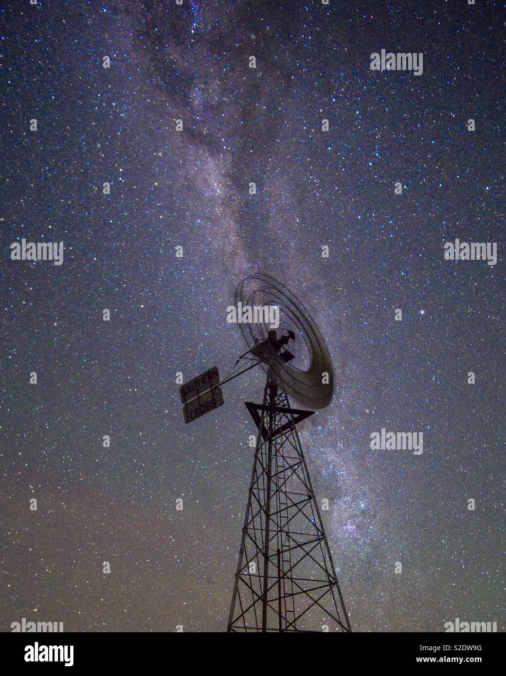 Tail end of the Milky Way with the windmill, Boonah QLD Stock Photo - Alamy