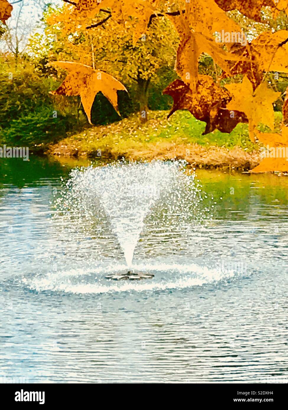 Fountain in the fall Stock Photo - Alamy