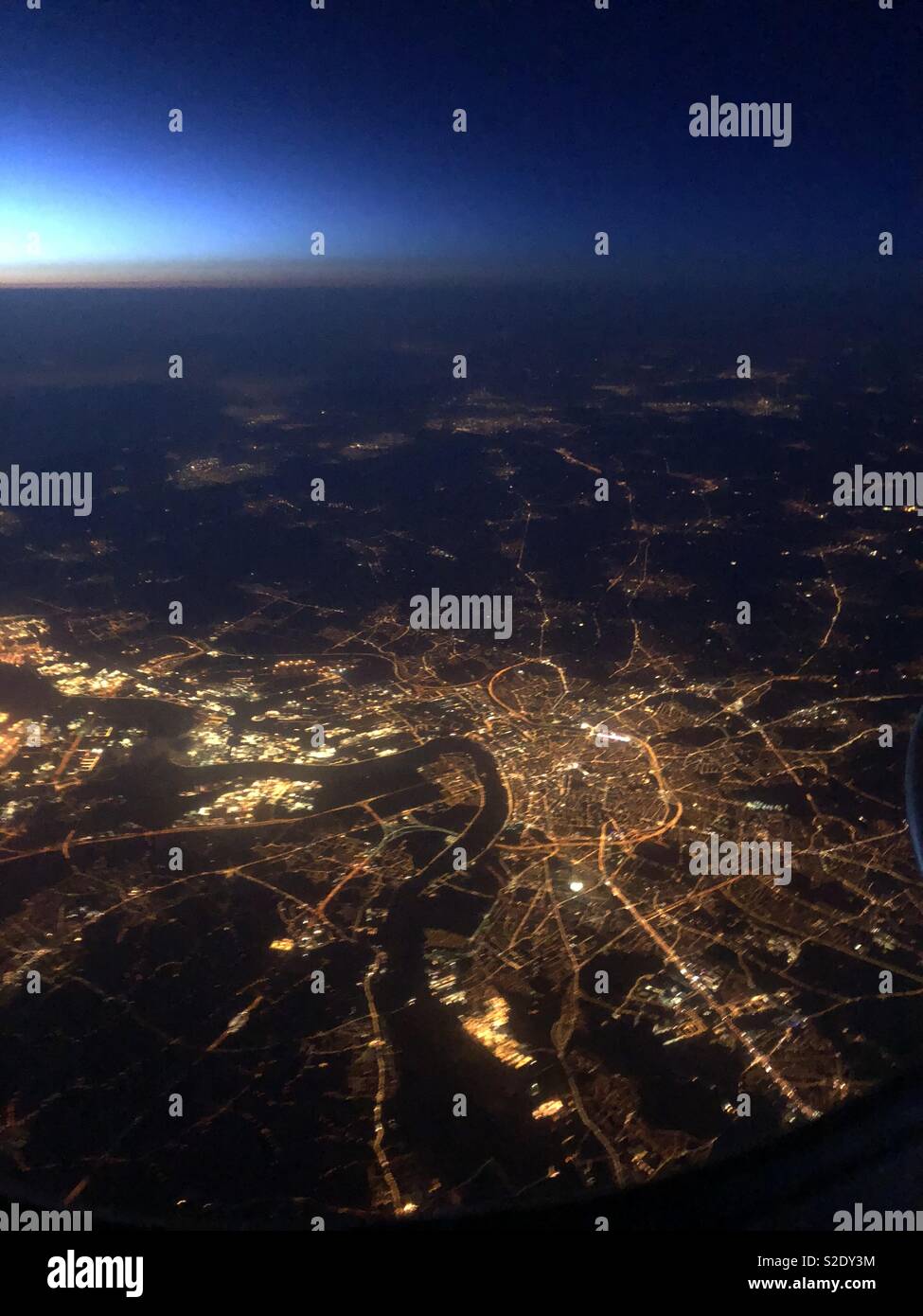 Aerial night view Stock Photo - Alamy
