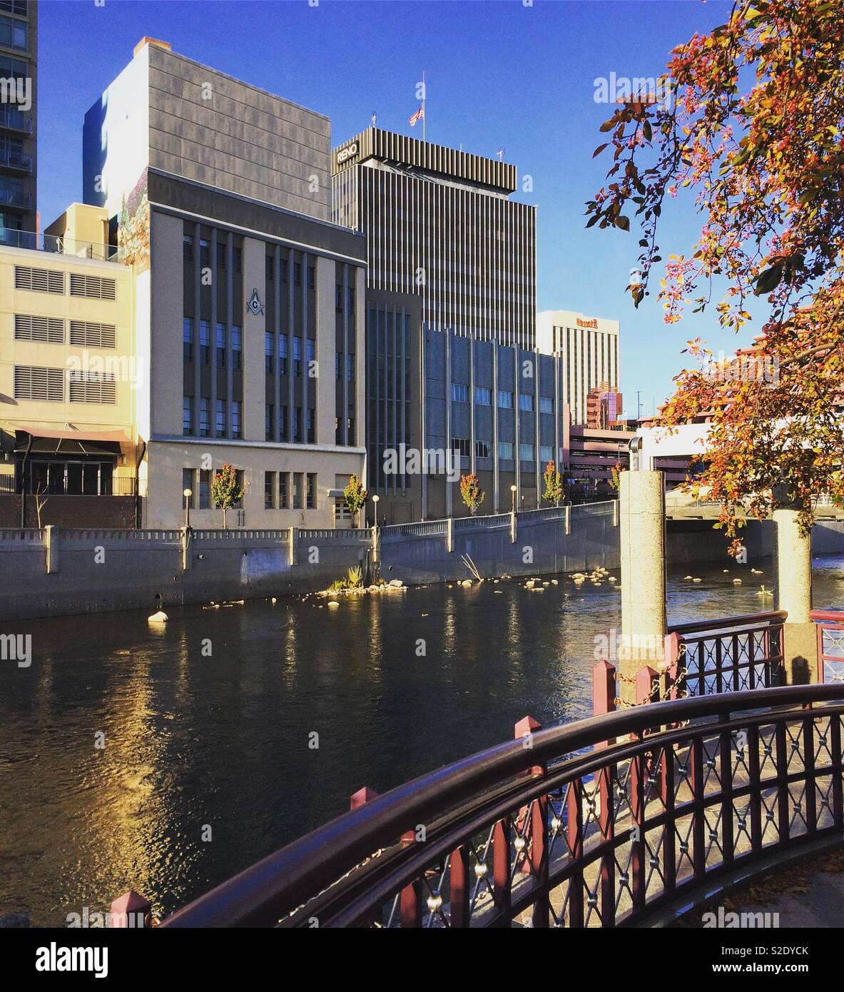 The Truckee River flows through downtown Reno, Nevada, United States ...
