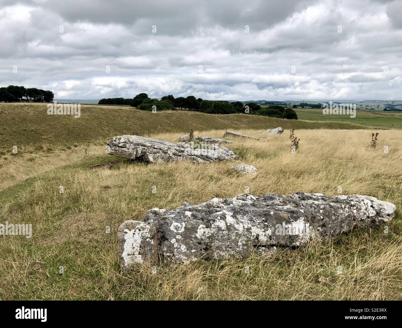 Fallen stone circle in Derbyshire Stock Photo - Alamy