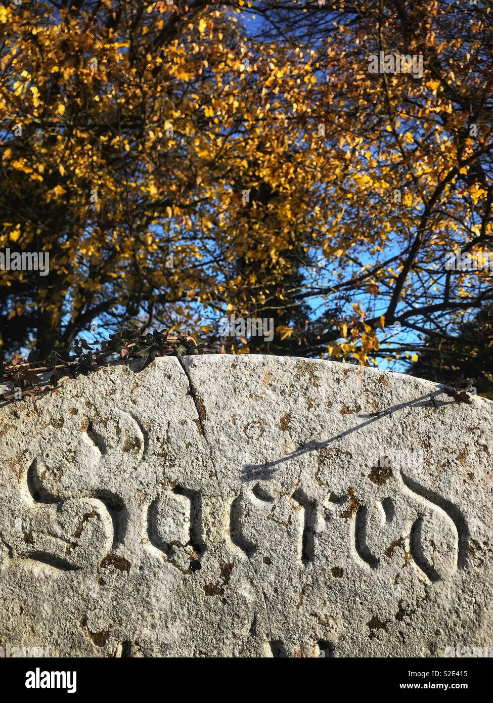 Sacred written on a grave stone Stock Photo - Alamy