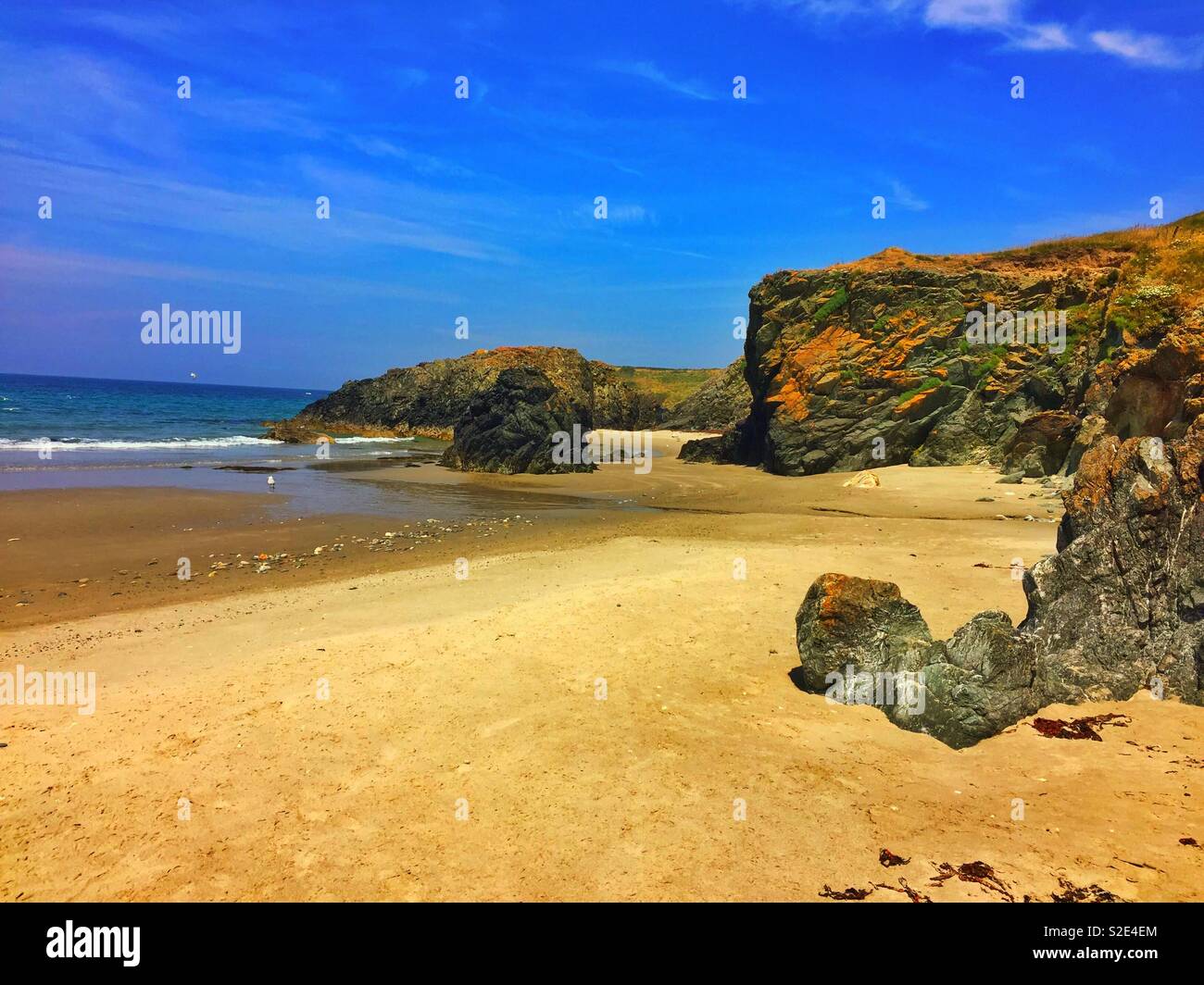 Summer heatwave at Penllech beach near Porth Colmon Aberdaron North ...