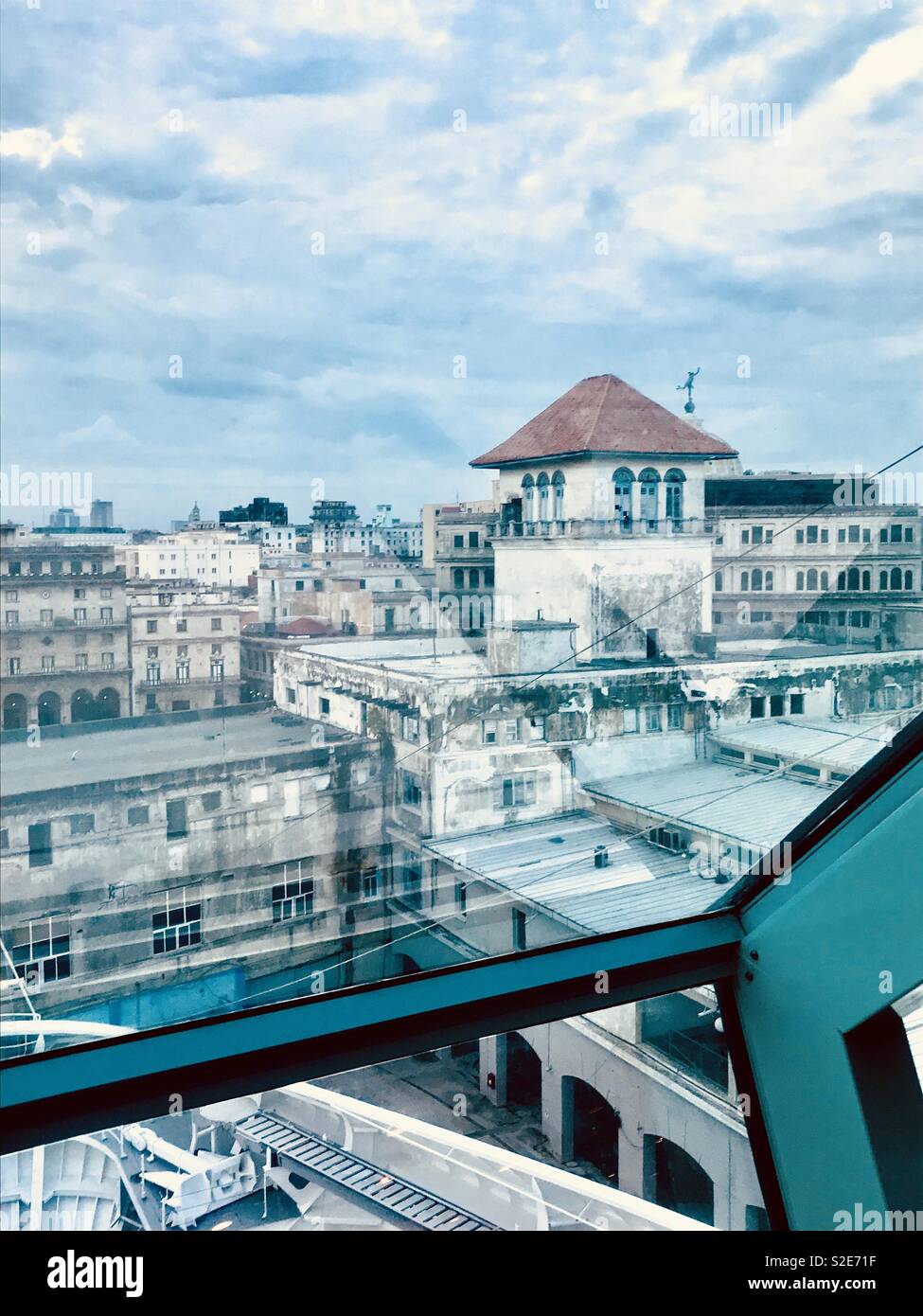 Abandoned rotting derelict buildings viewing from a cruise ship Havana ...