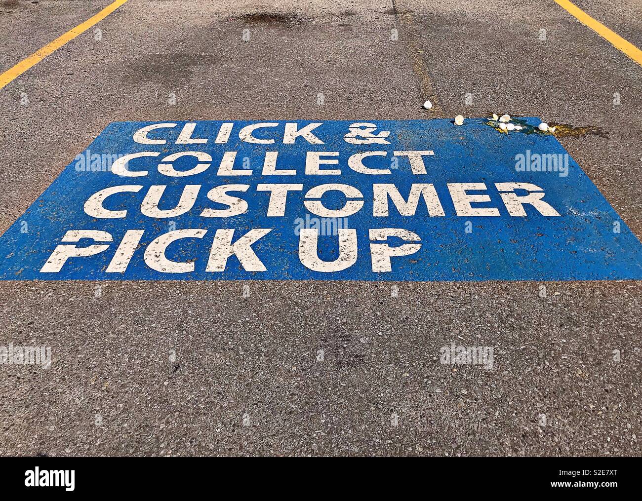 A grocery store pick-up parking spot with broken eggs Stock Photo - Alamy