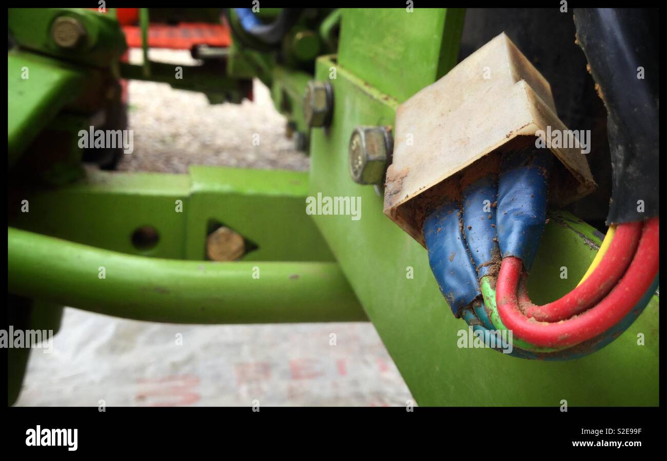 Tractor electrical cable, Catalonia, Spain Stock Photo - Alamy