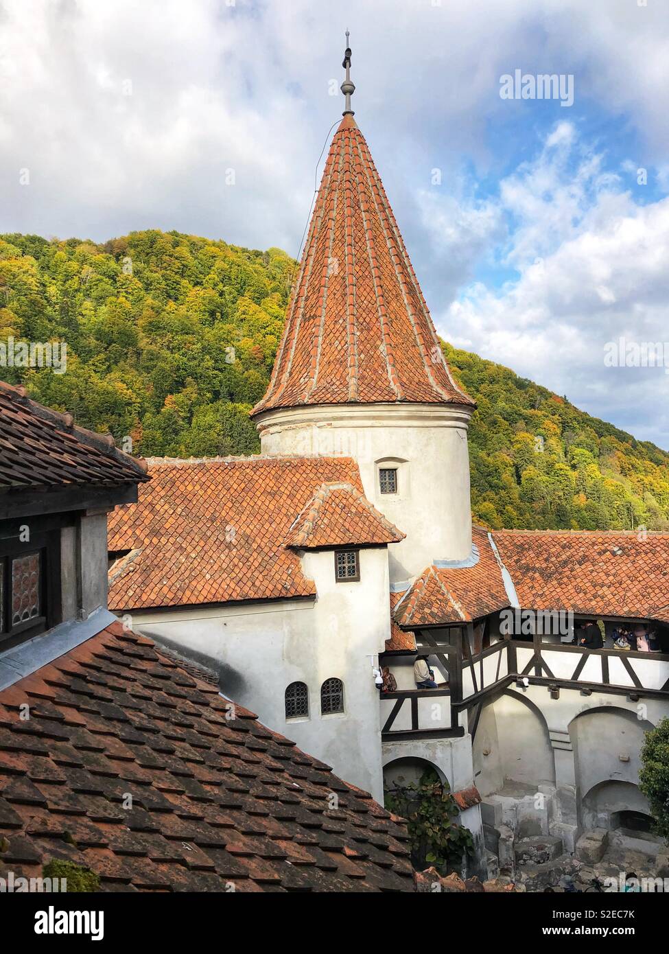 A view of the lush Transylvanian countryside from Bran Castle in ...