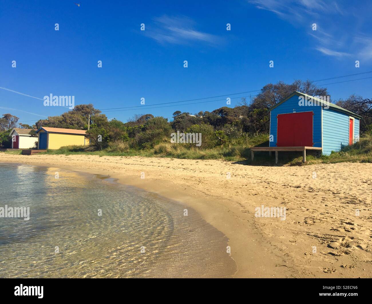 Bathing boxes at Mornington Pennisula in Victoria Australia Stock Photo ...