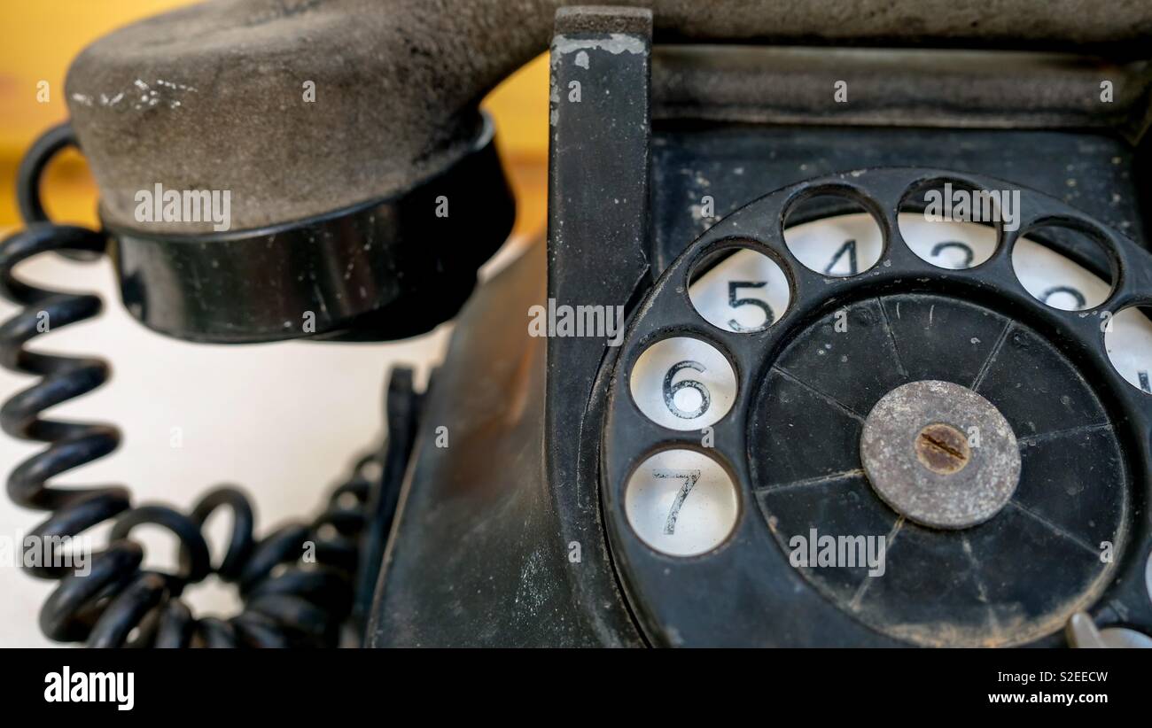 Detail of an antique bakelite dial phone Stock Photo - Alamy