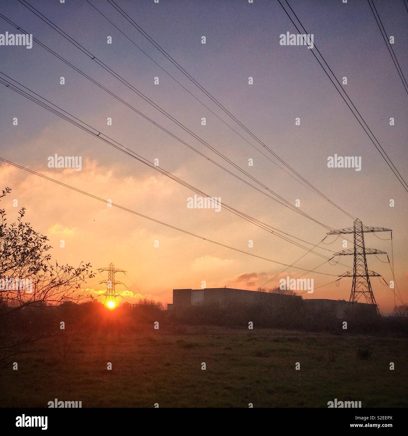 Pylon behind substation hi-res stock photography and images - Alamy