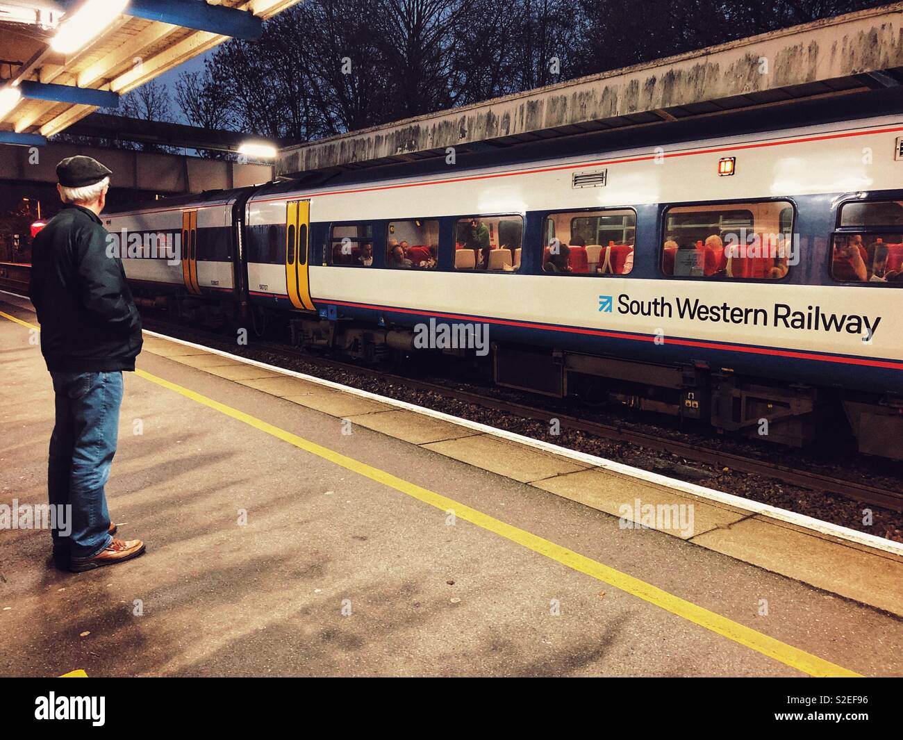 South Western Railways train at the platform of Sherborne train station ...
