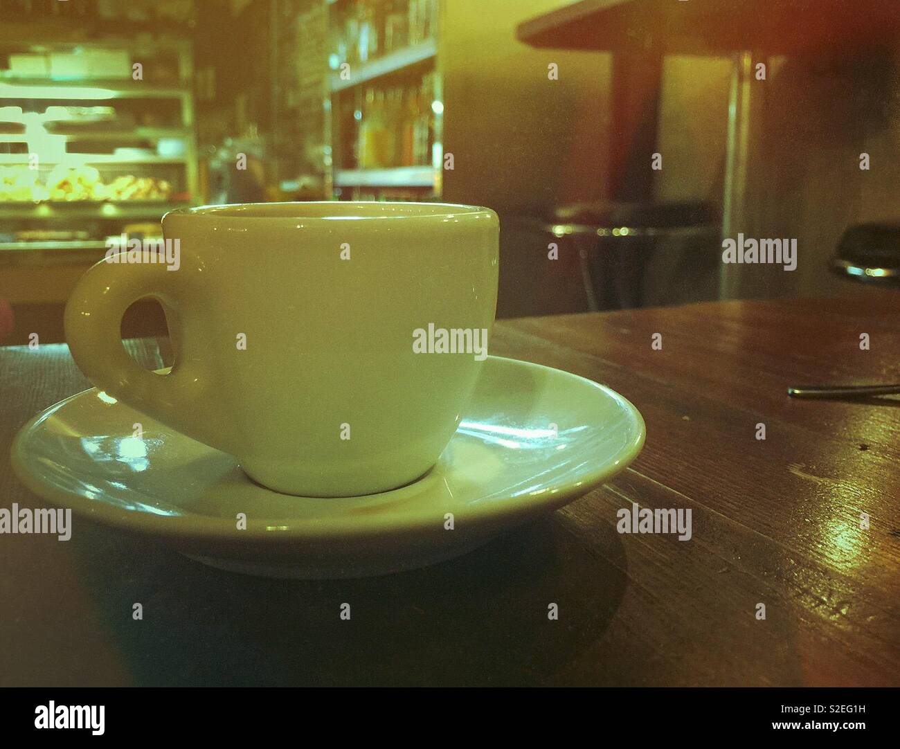 Espresso cup in cafe bar Stock Photo - Alamy