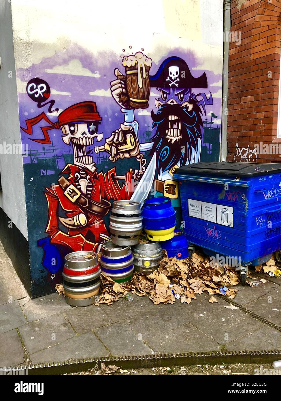 Skeleton Pirates Street Art in Bristol Stock Photo - Alamy