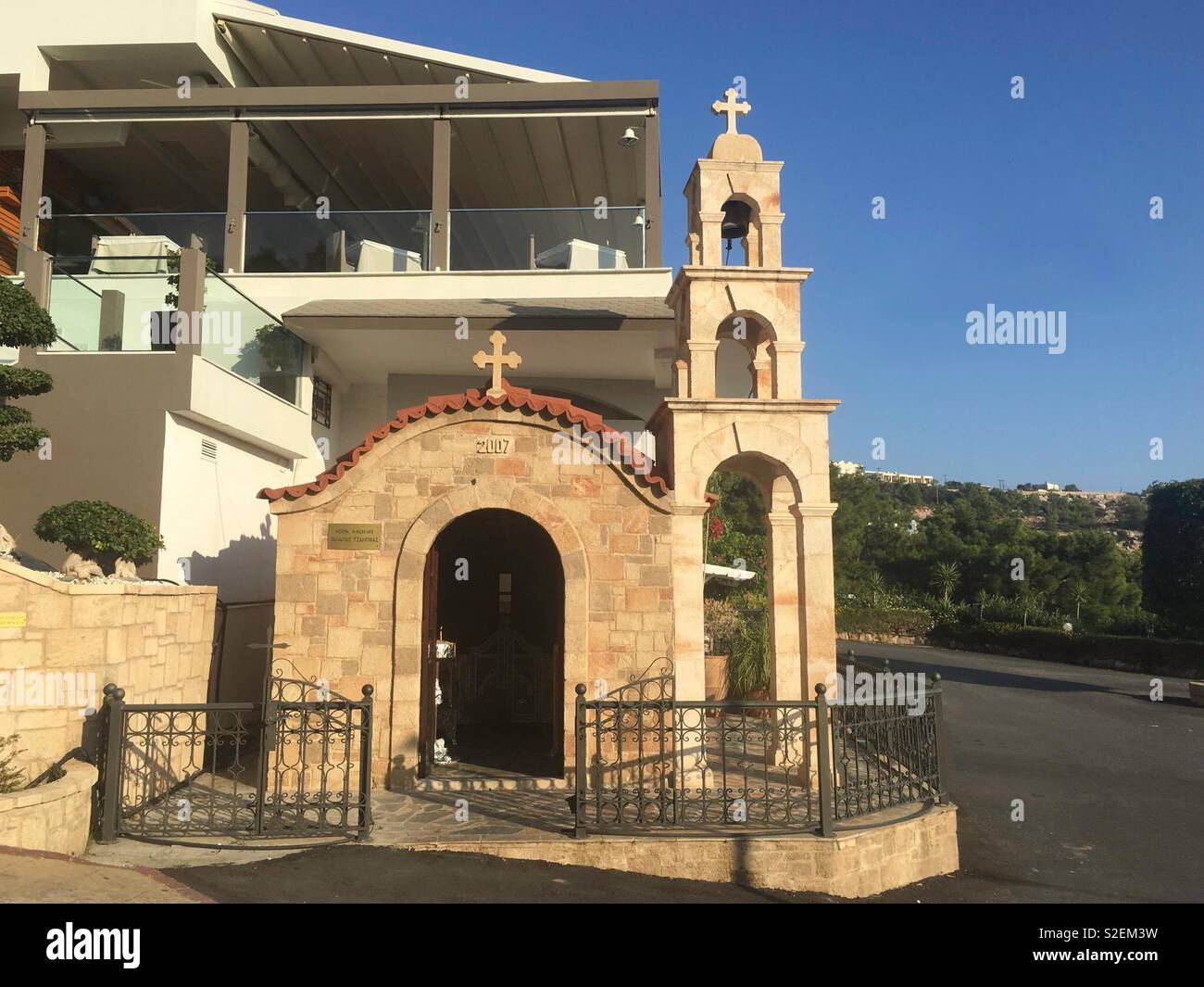 A small Greek Orthodox Church in the town of Pefki, Rhodes, Greece ...