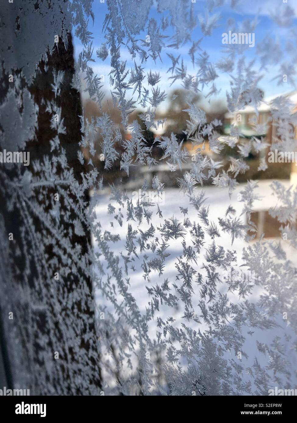 Winter Window Frosted Shapes Stock Photo - Alamy