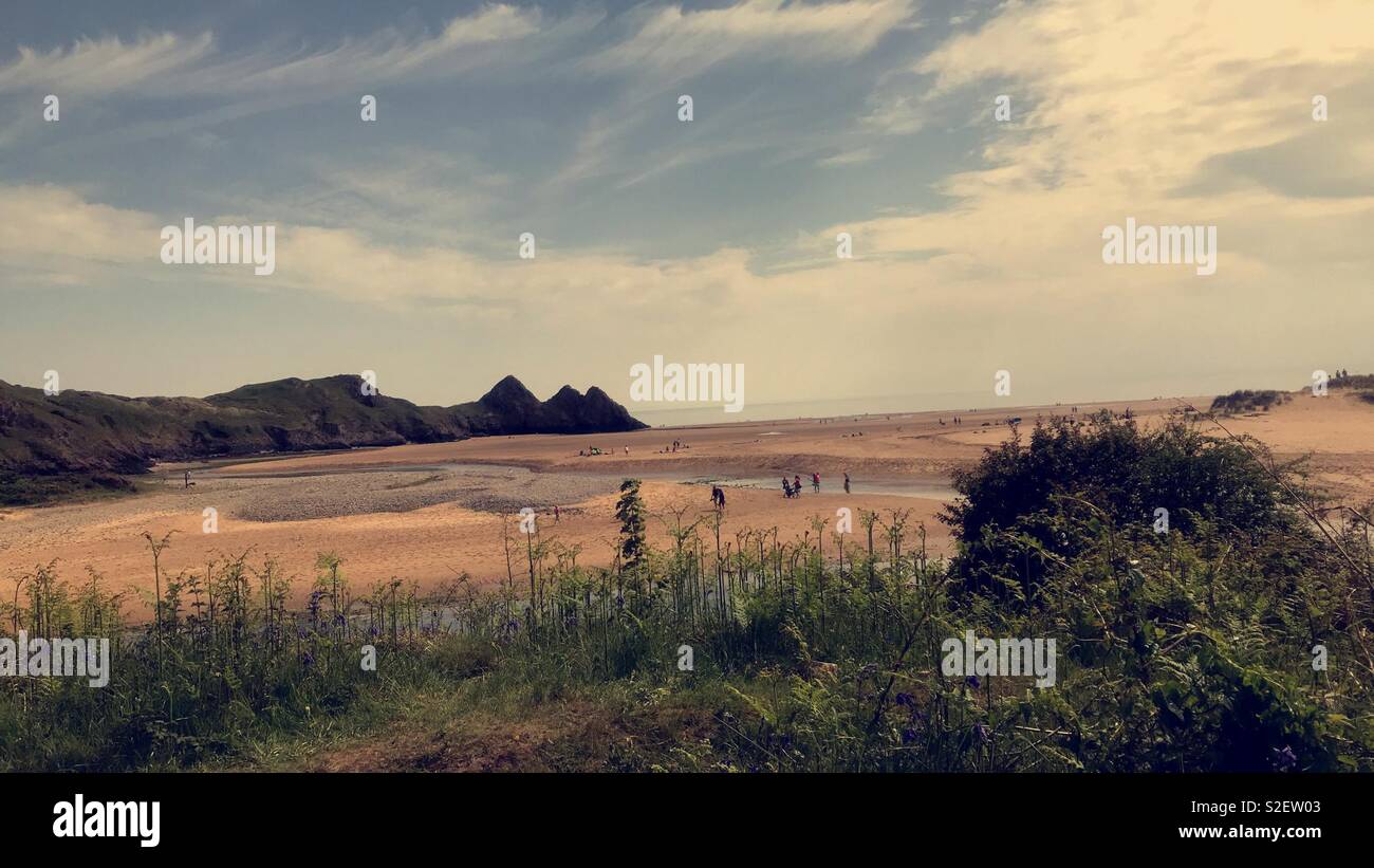 Three Cliffs Beach Stock Photo - Alamy
