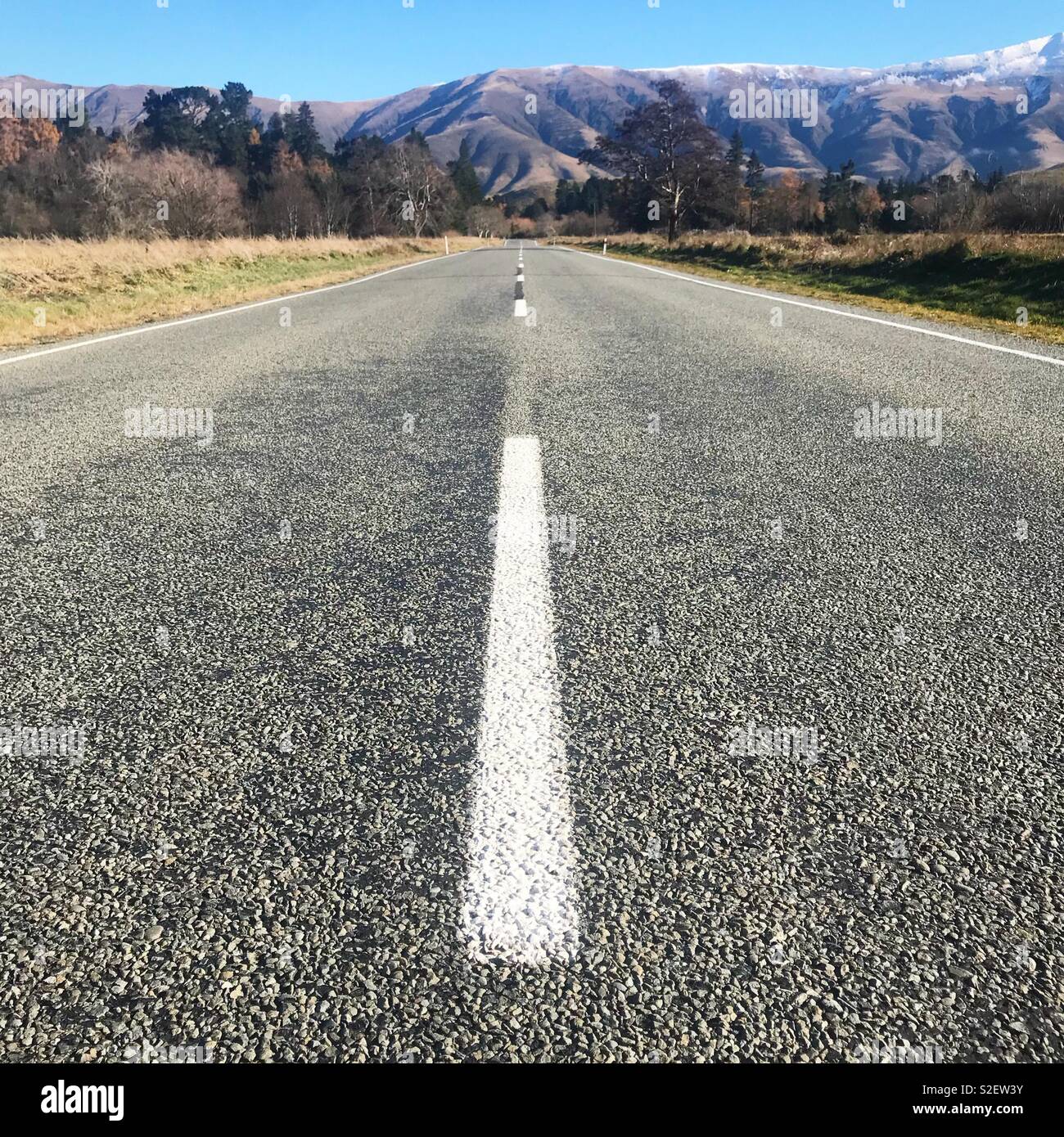 Middle of the road leading into mountains Stock Photo - Alamy