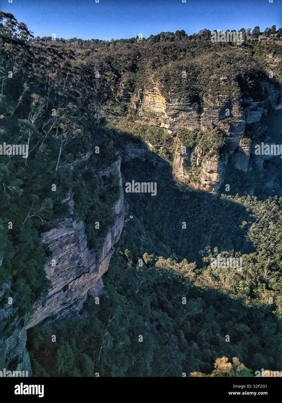 The sandstone cliffs of the Blue Mountains National Park at Leura, NSW ...
