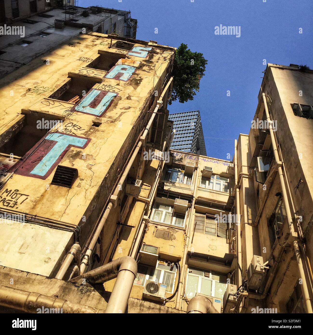 Old-style walk-up tenement buildings in Causeway Bay, Hong Kong Island ...