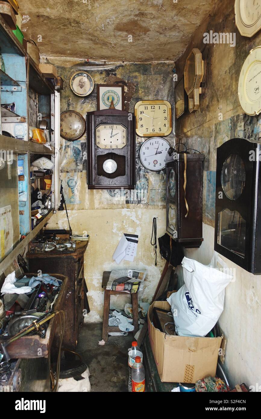 small room of an old and lonely watchmaker in sri lanka Stock Photo - Alamy