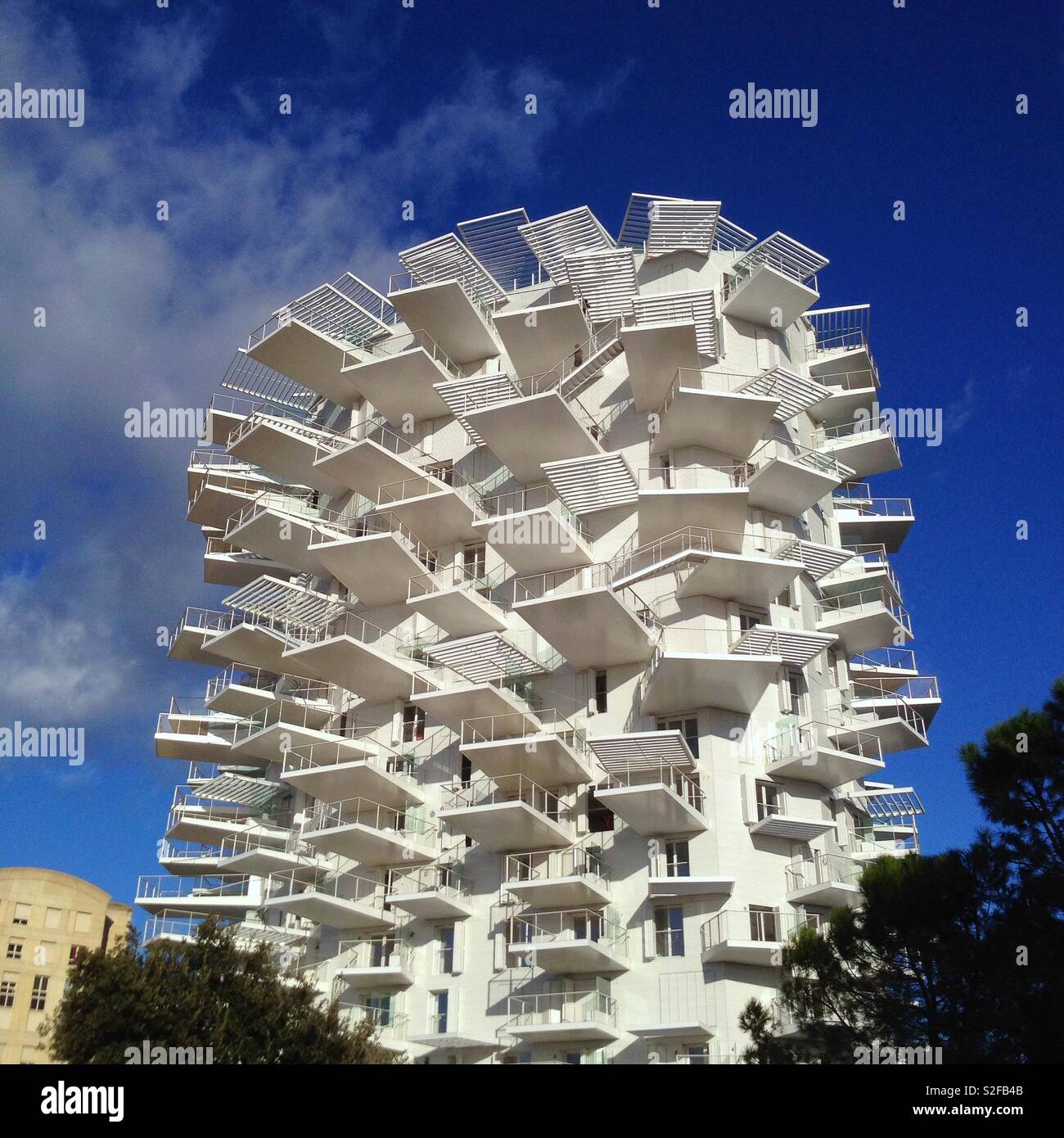 L'Arbre Blanc, new modern building on the Banks of the river Lez ...