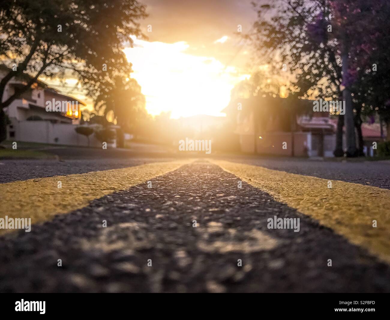 Road leading to sunlight Stock Photo - Alamy