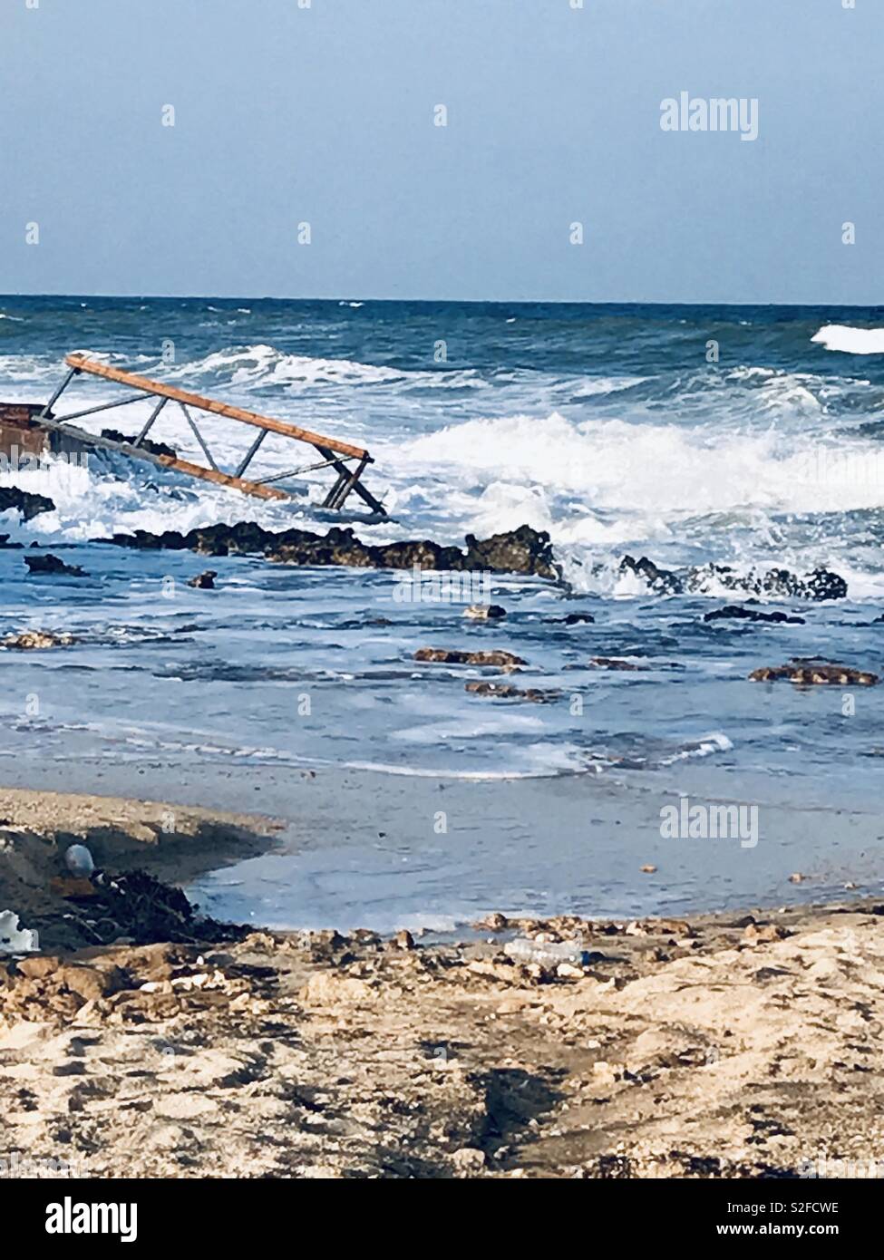 Waves over the bridge Stock Photo - Alamy