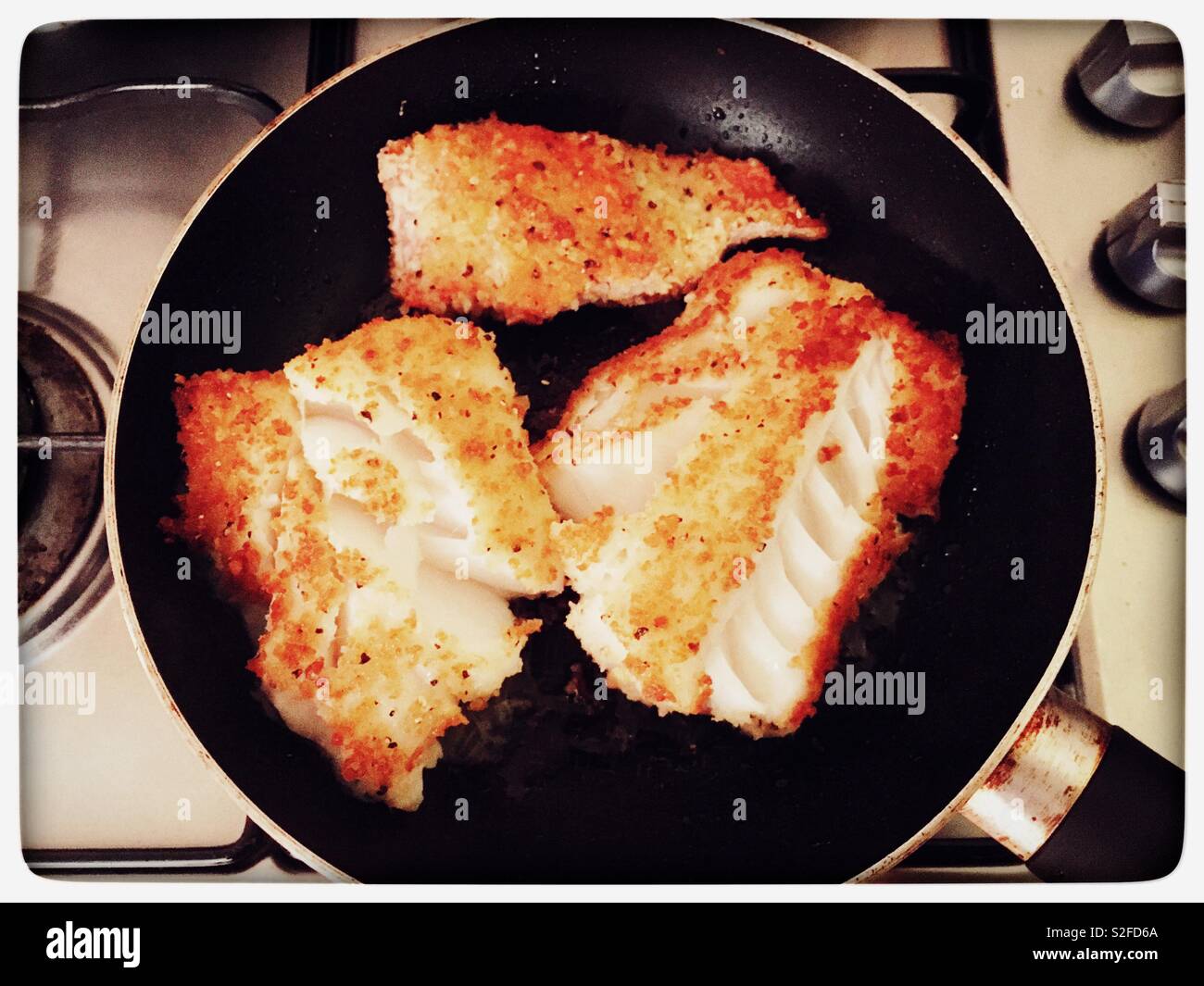 Fresh North Sea cod lightly fried Stock Photo - Alamy