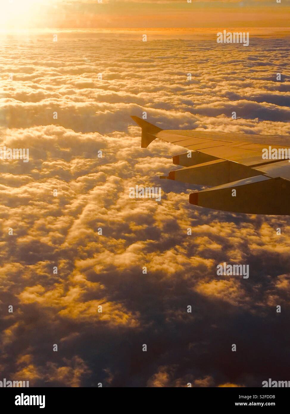 Sunshine across the wing of an Airbus A389 Stock Photo - Alamy