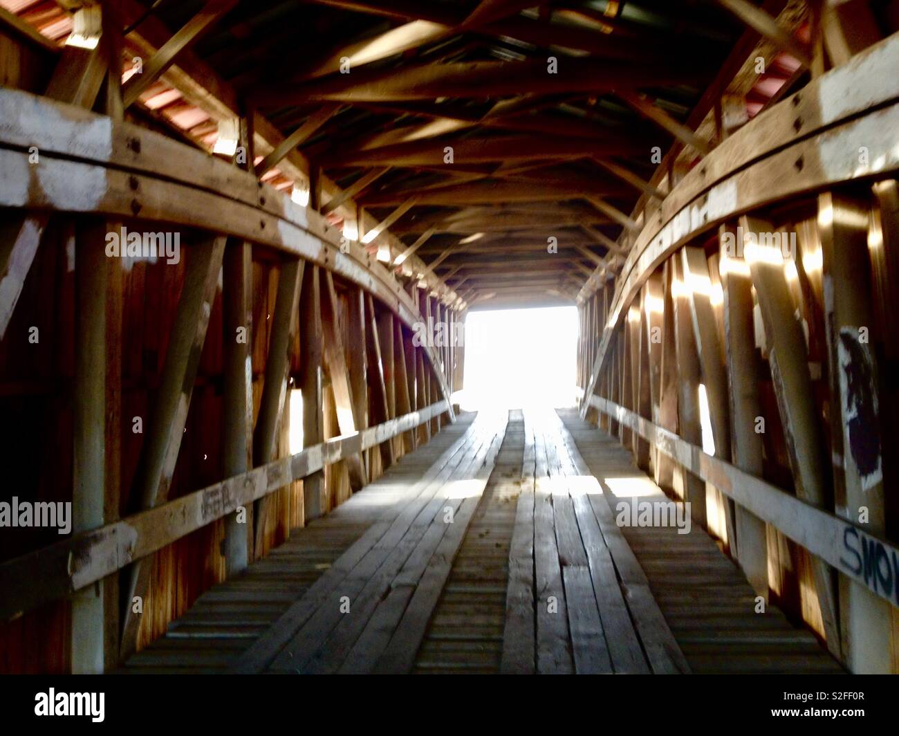 Inside covered bridge Stock Photo - Alamy