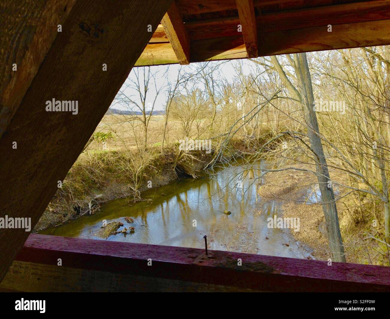 Covered bridge window Stock Photo - Alamy