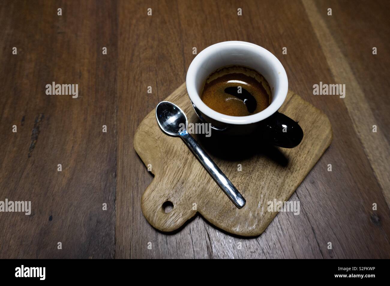 Espresso on the wood Stock Photo - Alamy