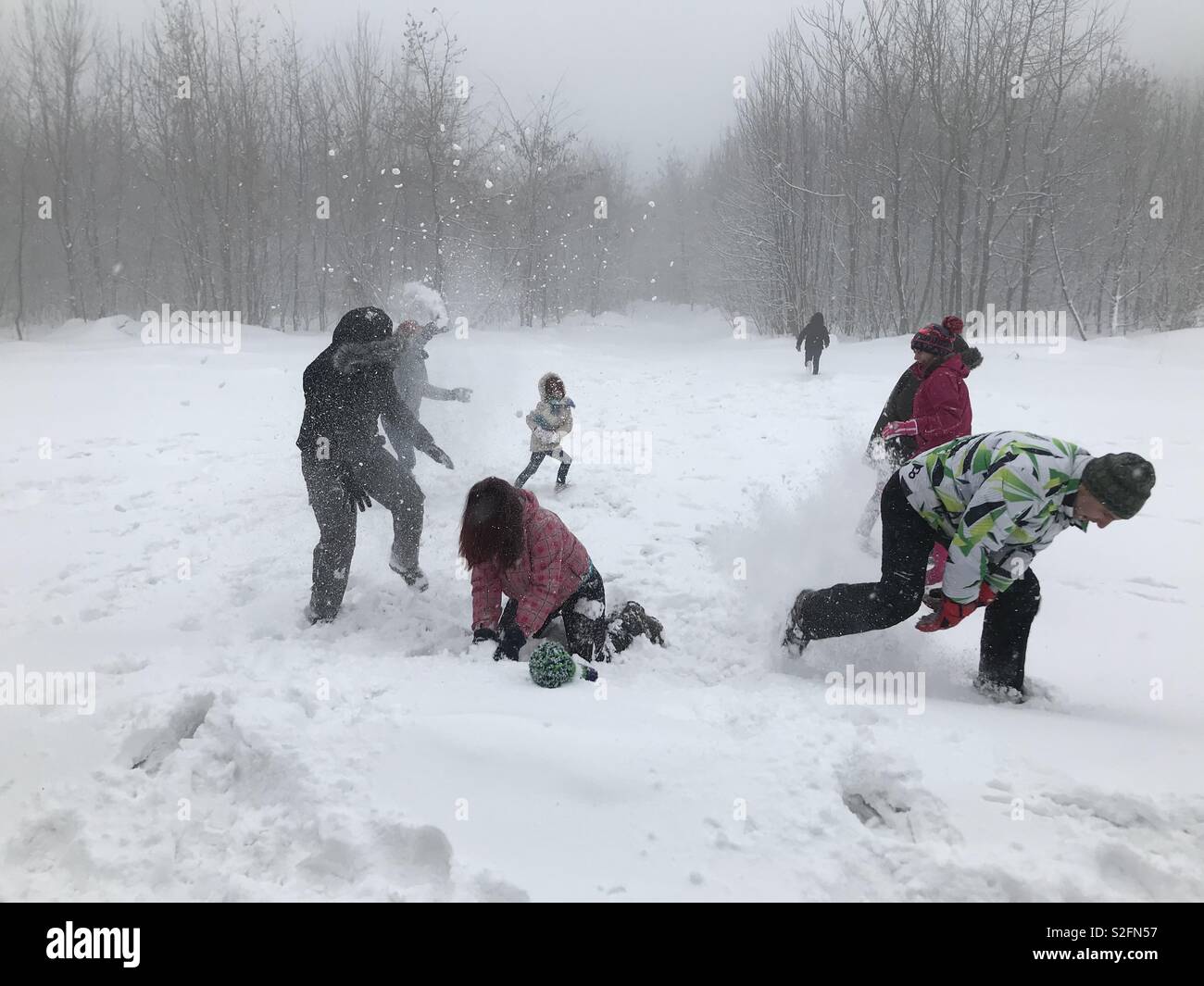 Snow fighting in winter snow Stock Photo - Alamy