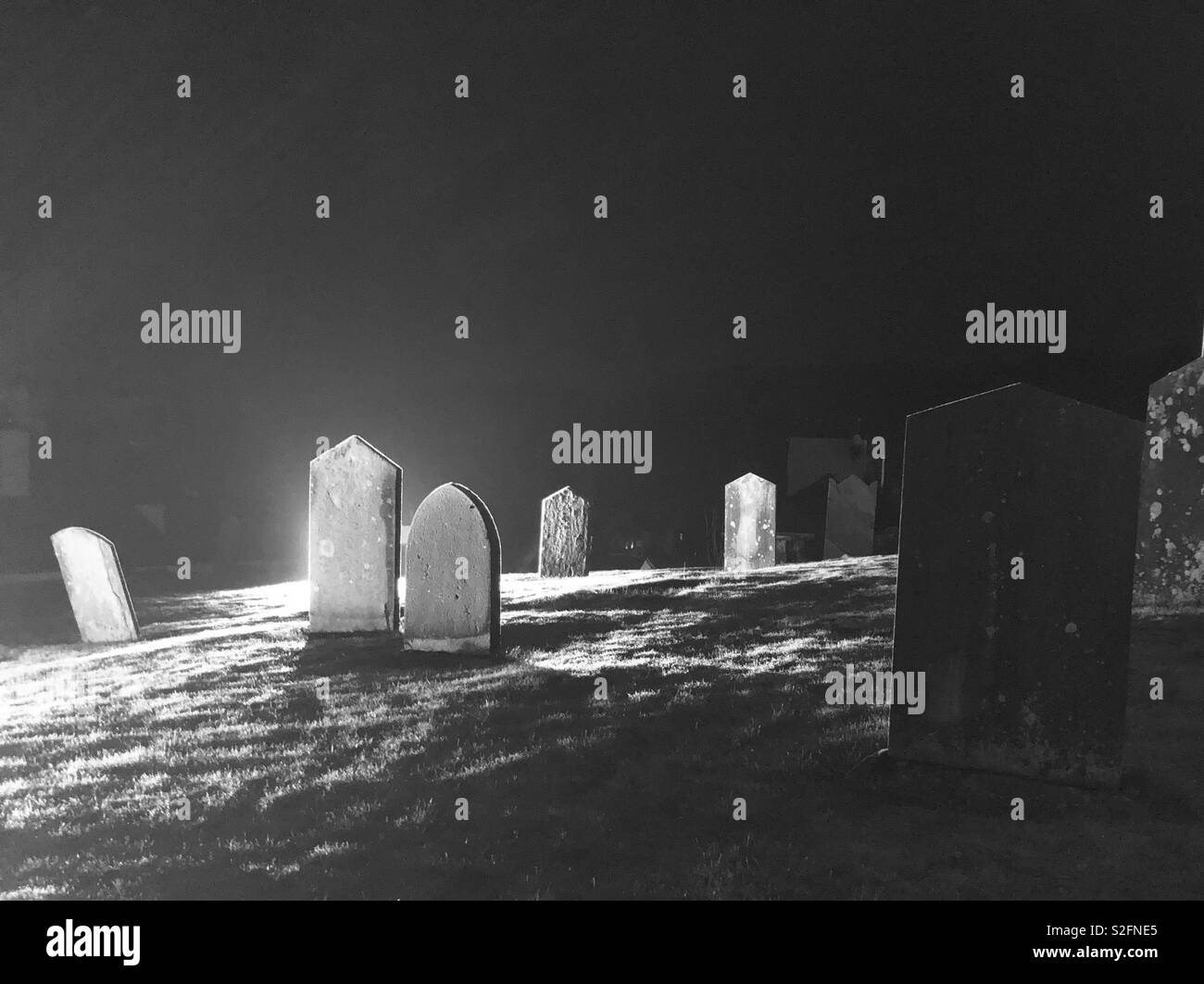 Blank Gravestone At Night