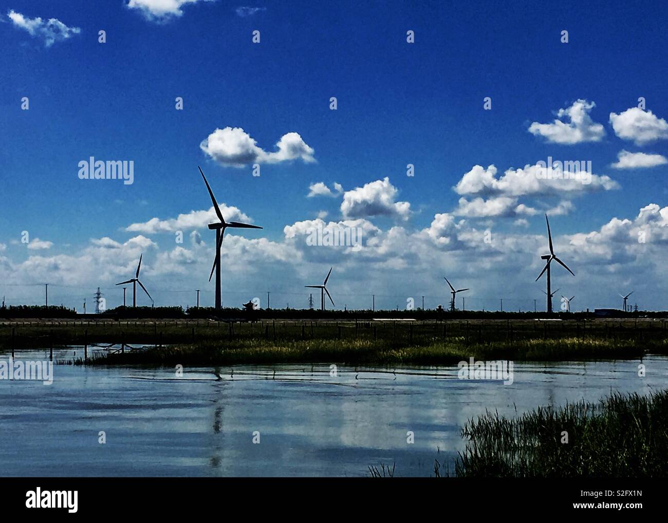 Traveling around Rudong city in China . Lovely view from the Lake Stock ...