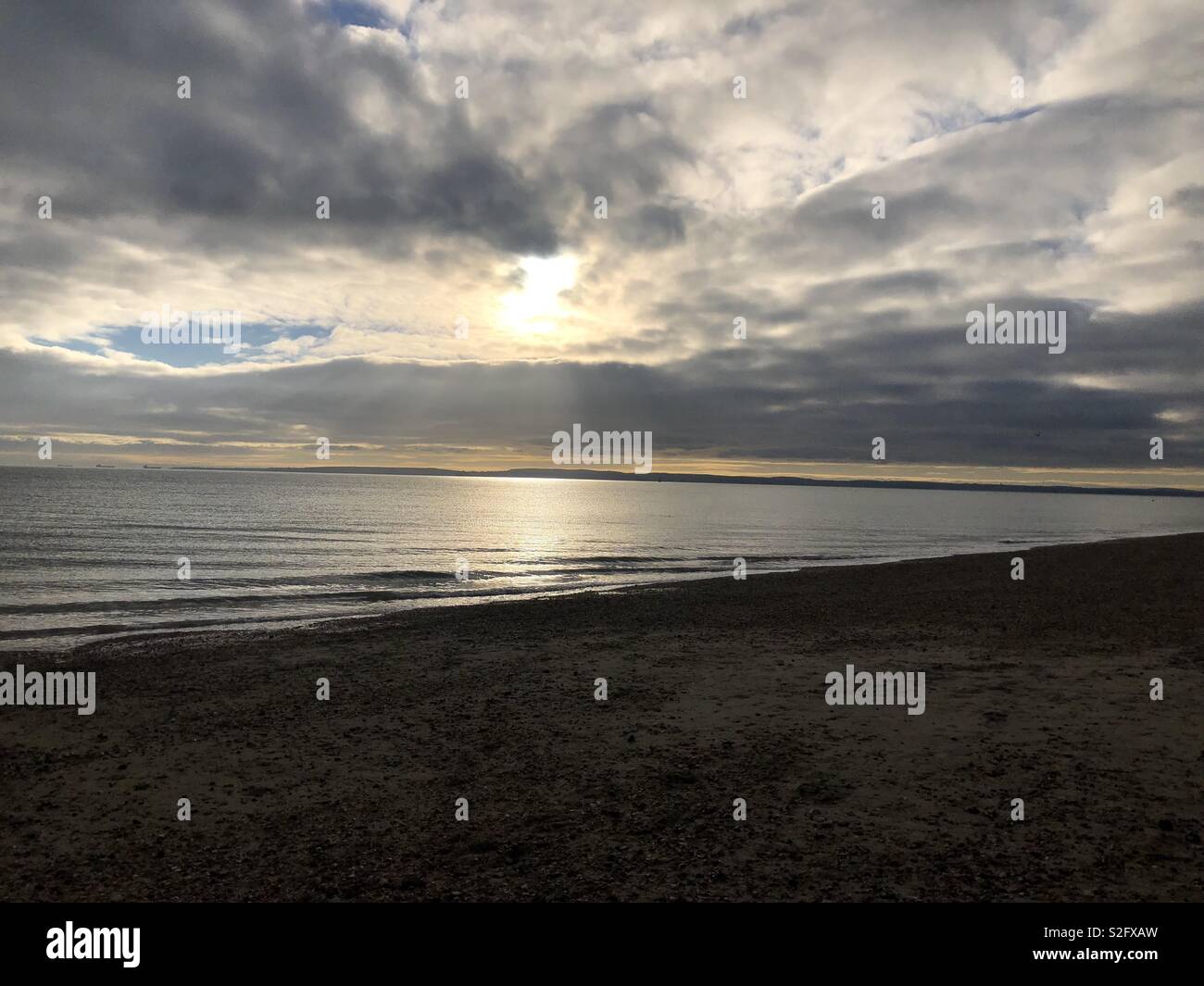 Sunbeams on the Solent at Southsea beach Stock Photo - Alamy