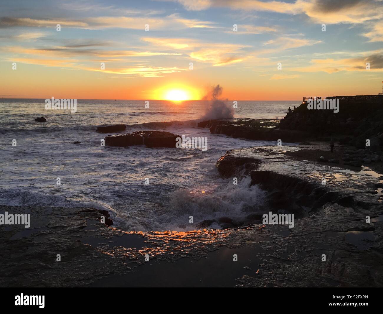 Sunset behind Pleasure Point Stock Photo - Alamy