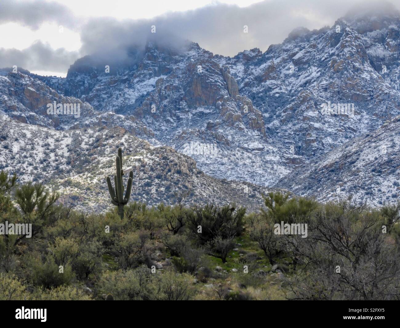Desert mountain Landscape after Snowfall Stock Photo - Alamy