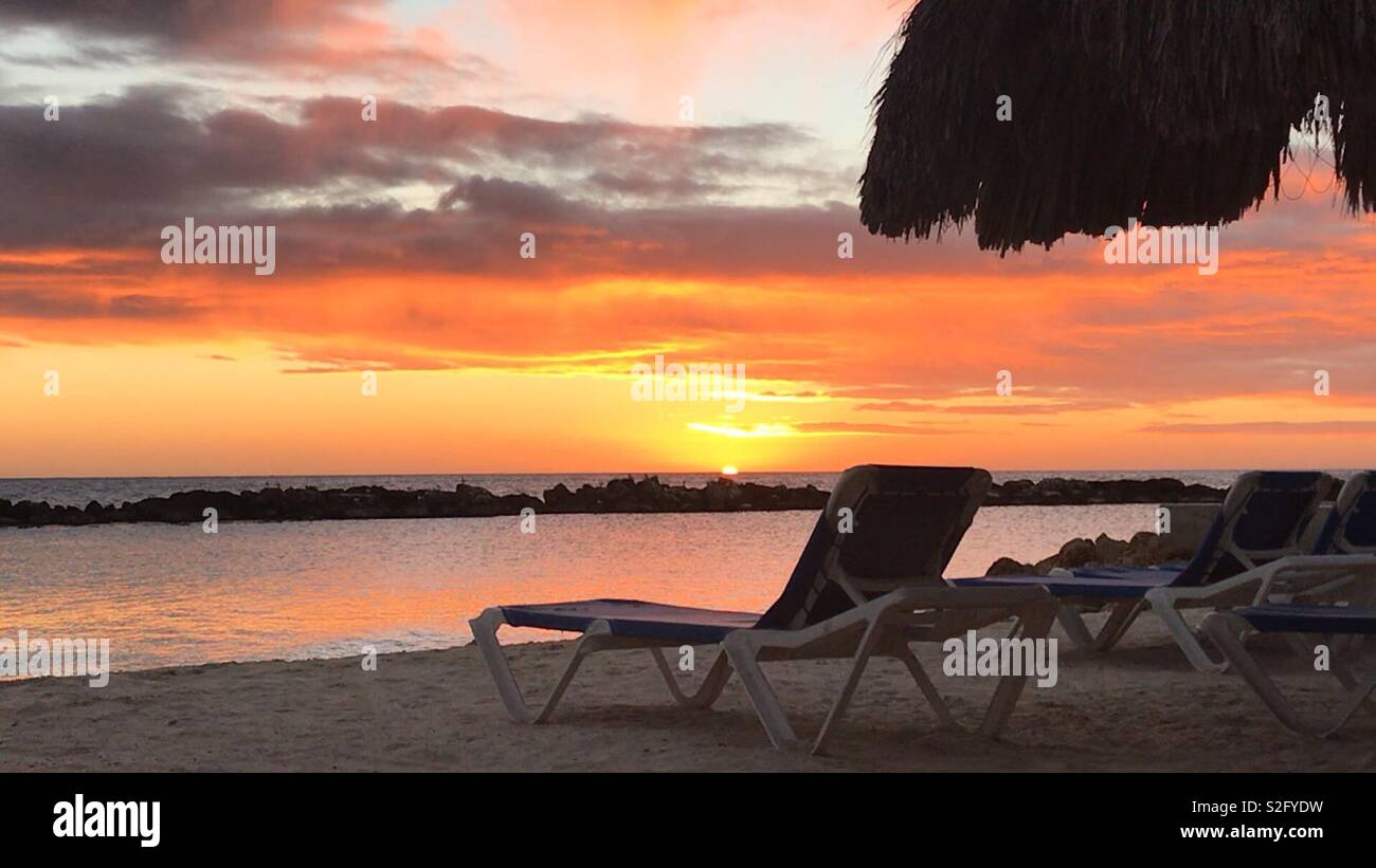 Sunset in Curacao Stock Photo - Alamy