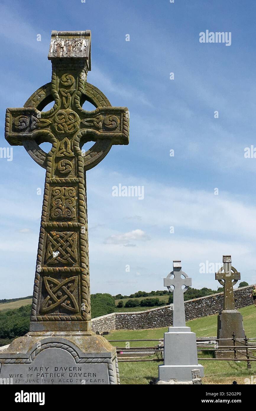Stone crosses on cemetery of Rock of Cashel , Province Tipperary ...