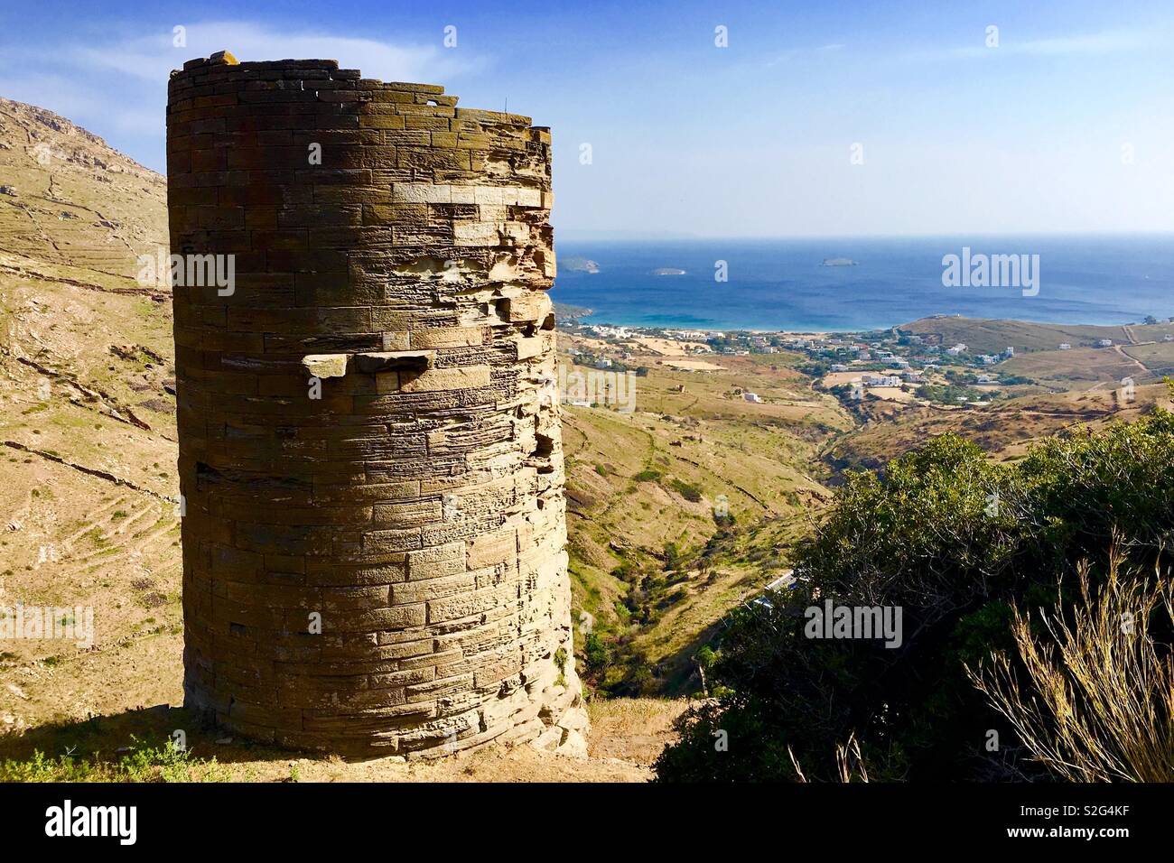 Venecian watchtower, island Andros, Cyclades, Greece Stock Photo - Alamy