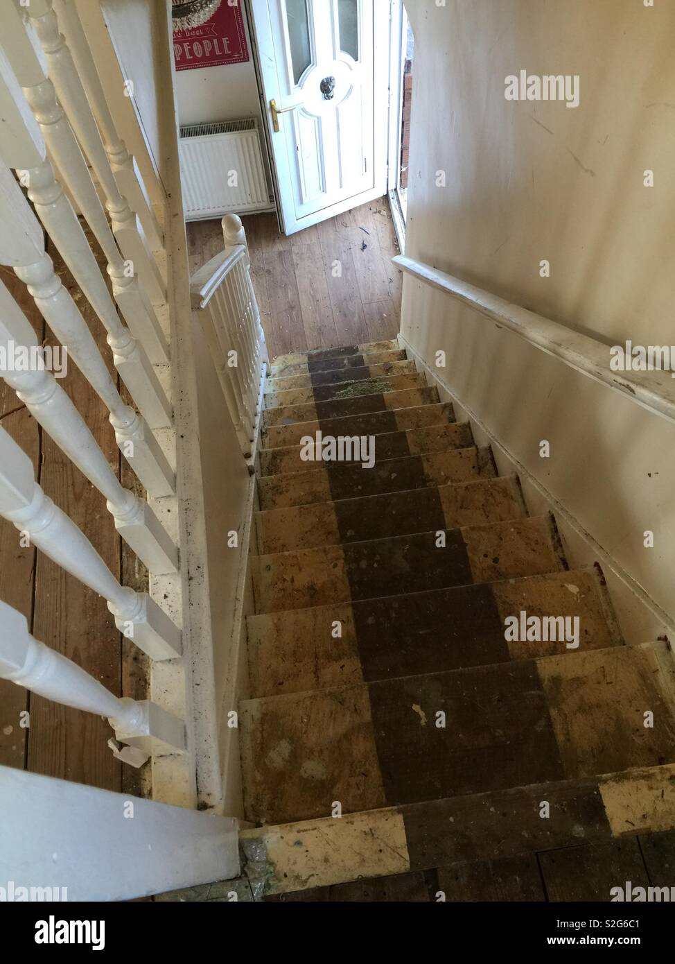 victorian staircase without carpet Stock Photo - Alamy